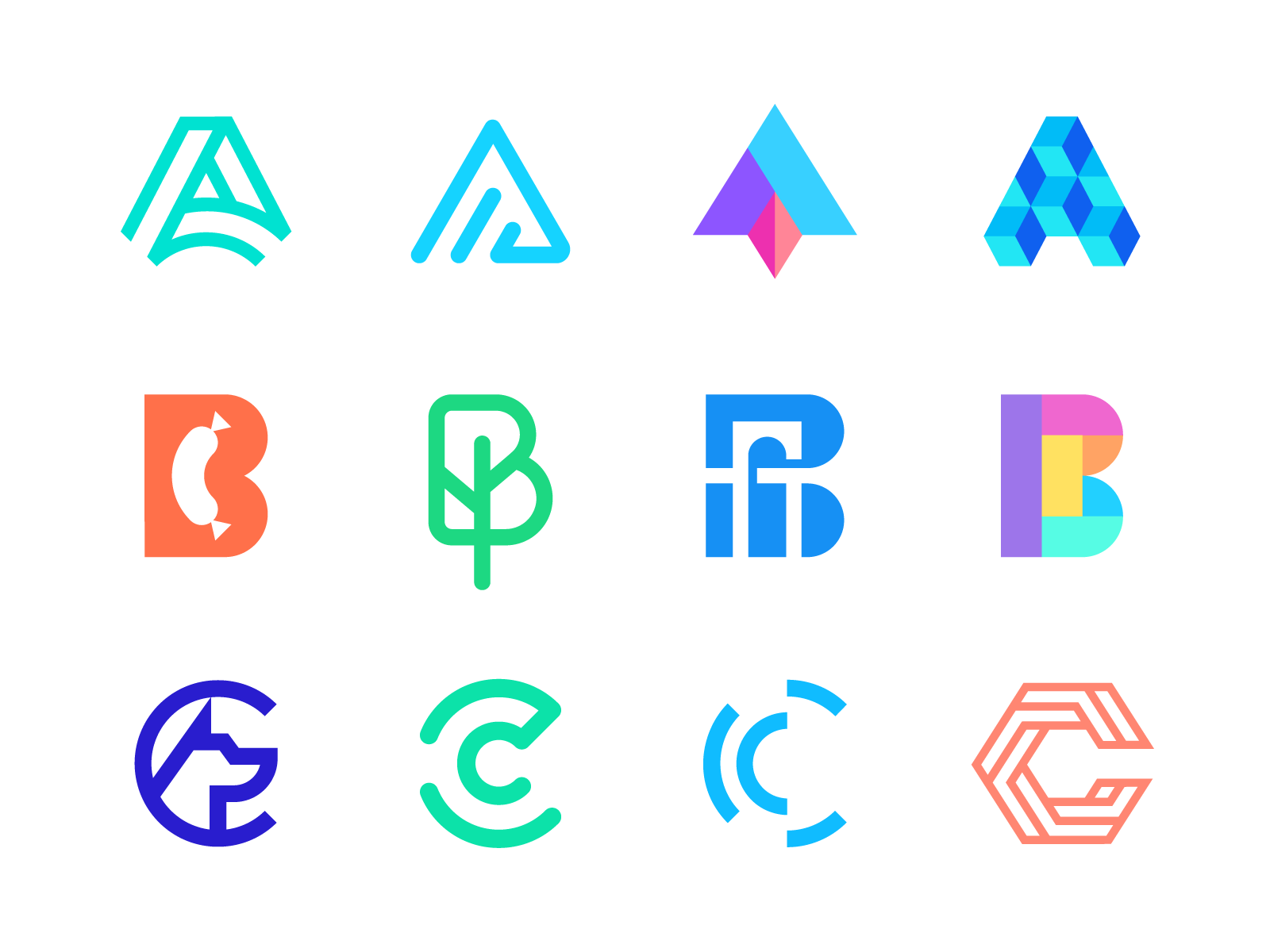 A B C logo design collection by Deividas Bielskis on Dribbble