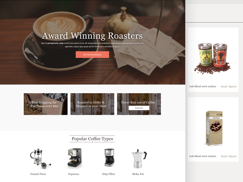 Coffee Homepage Updated by Peter Garcia on Dribbble