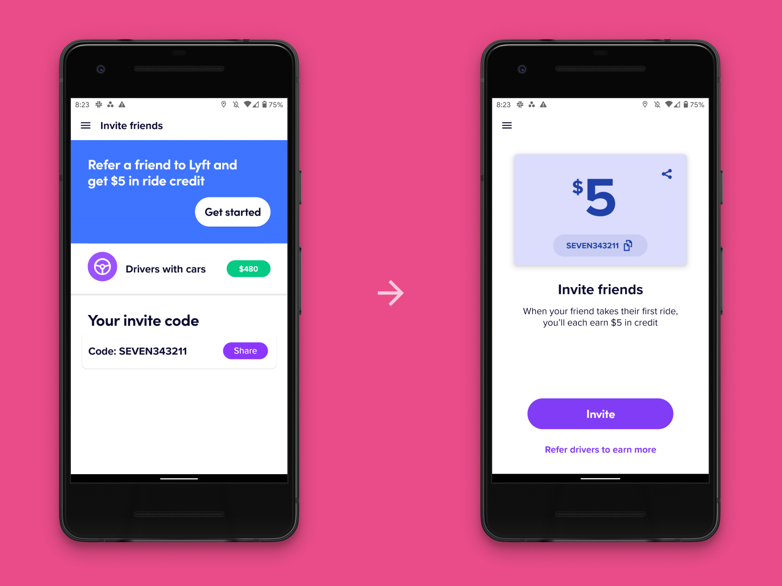 Lyft Referral Redesign by 7 on Dribbble