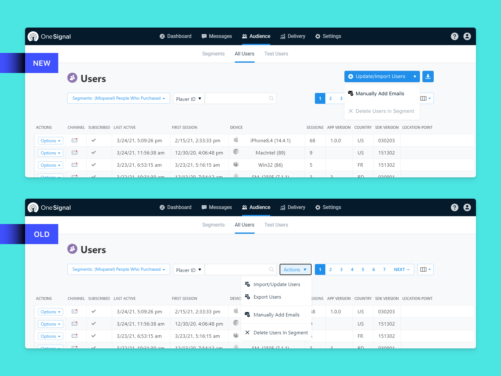 OneSignal Ease-of-use User List Uploader Button Optimization by 7 for OneSignal on Dribbble