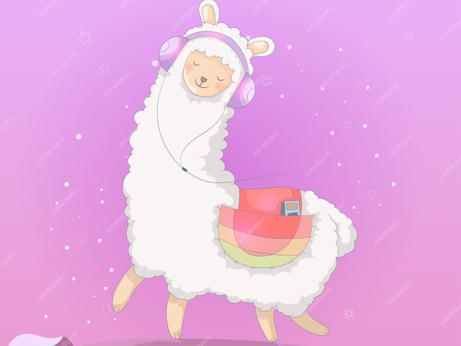 Cute Cartoon Llama Wallpaper