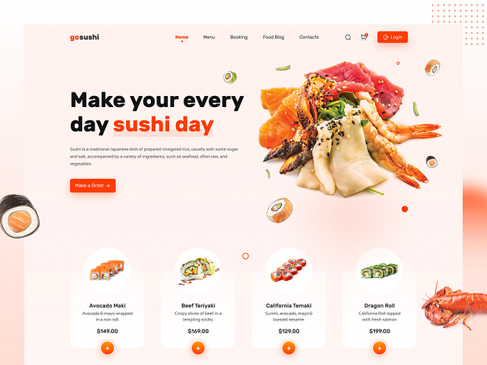 Food menu landing page design by Al Mamun on Dribbble