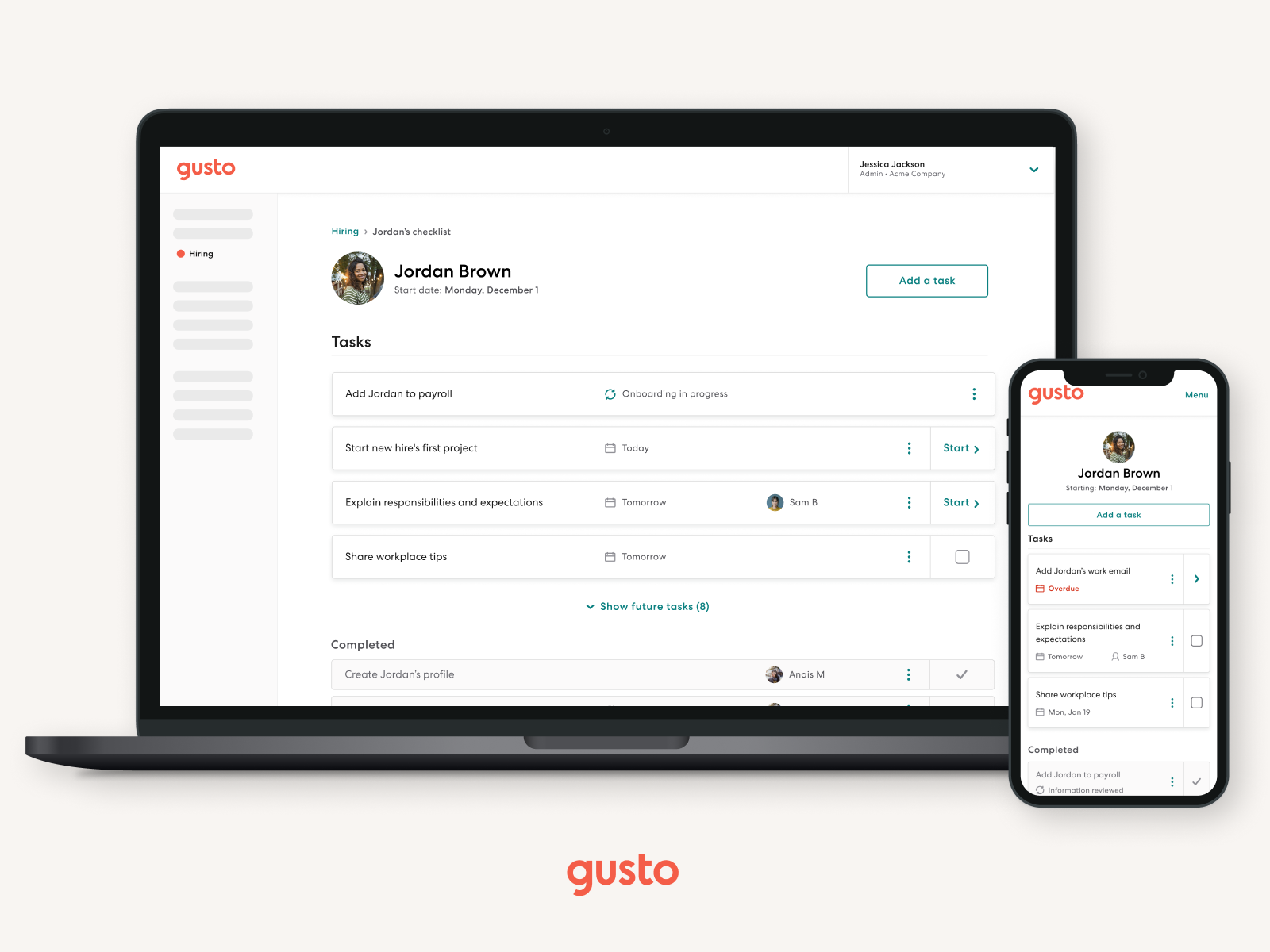 Onboarding Checklist by Caitlin Brisson for Gusto Design on Dribbble