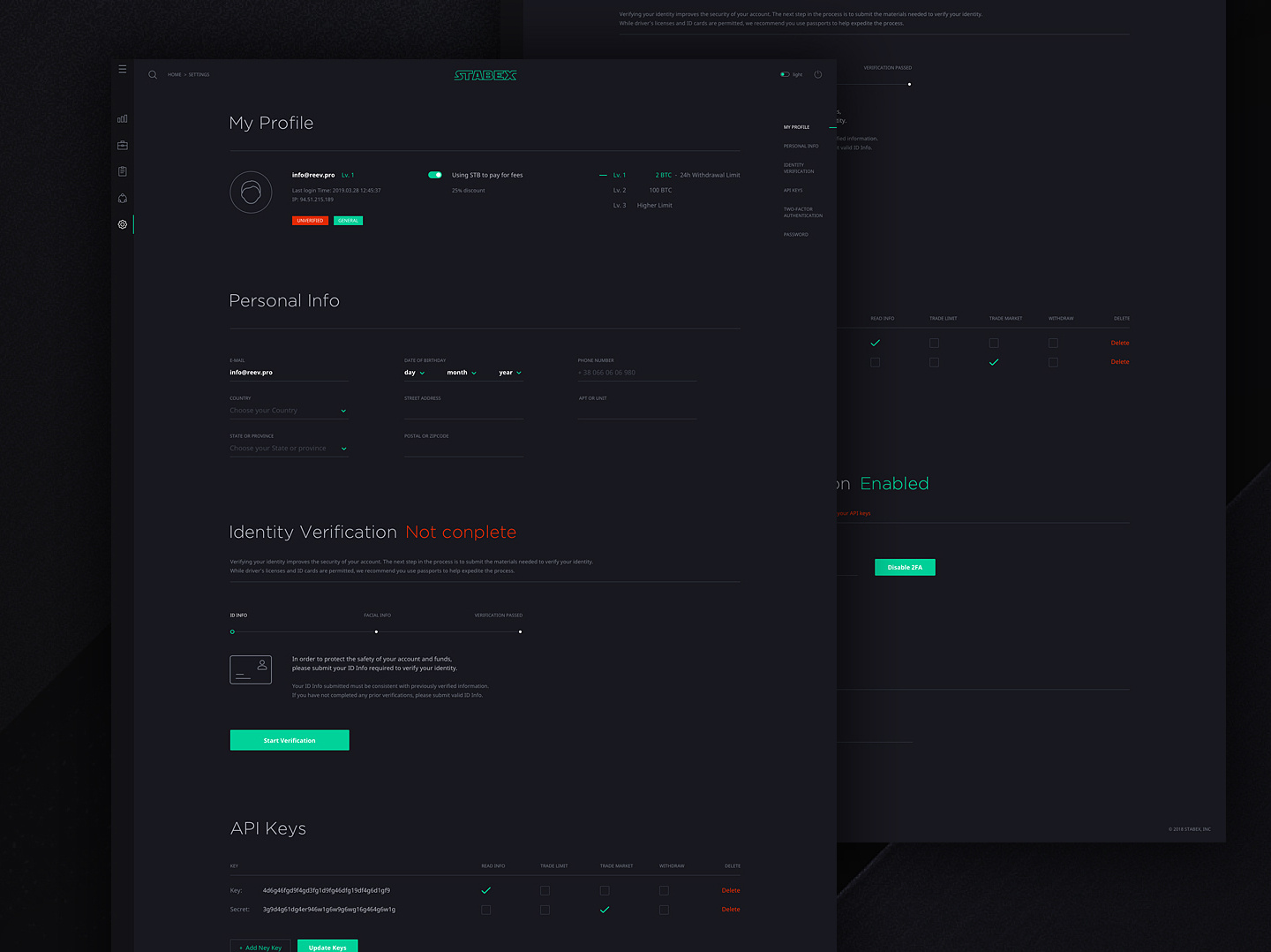 STABEX. Profile settings by Nick Reev on Dribbble