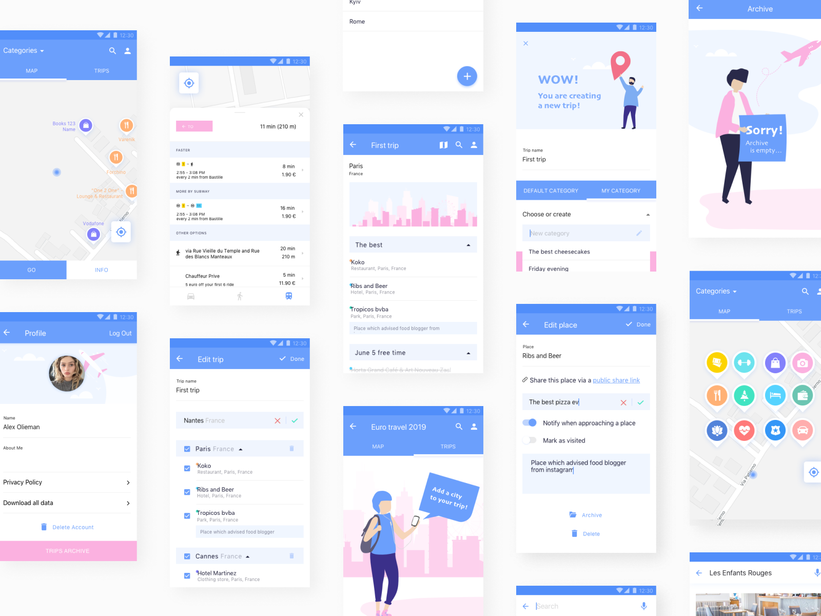 Travel app by Uliana on Dribbble