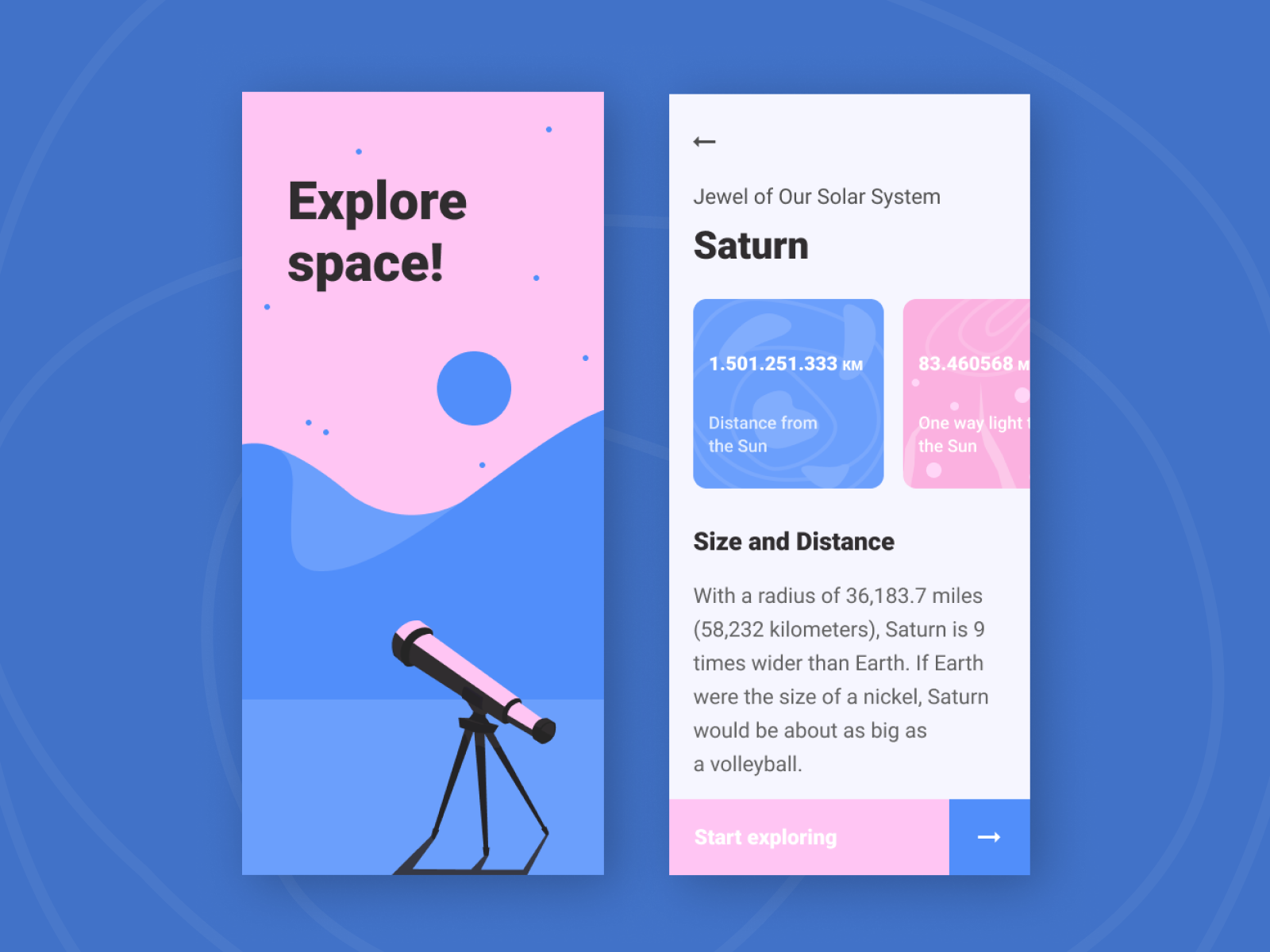 Space exploration app by Uliana on Dribbble