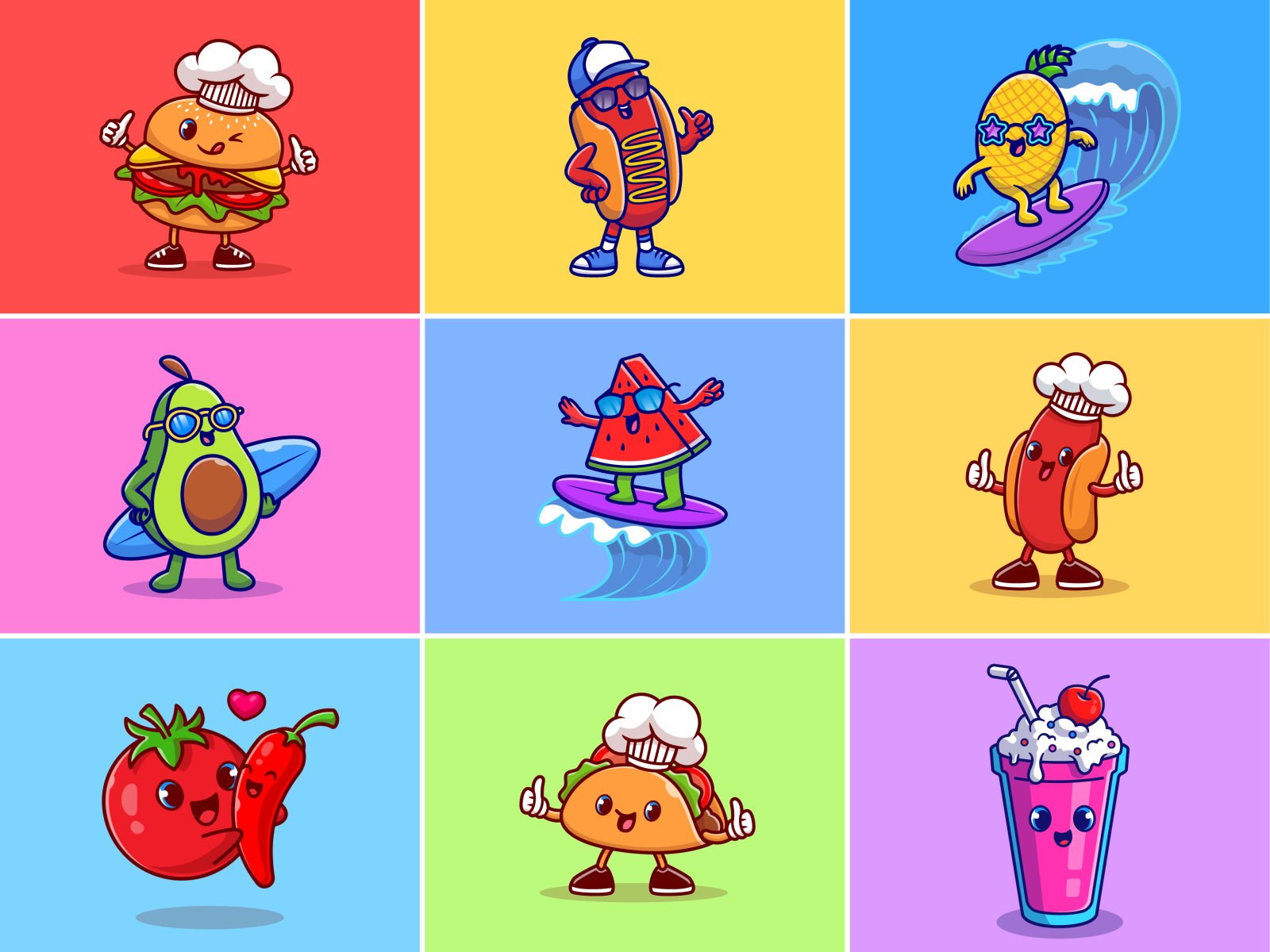 Food mascot🍔🌭🍍 by catalyst on Dribbble
