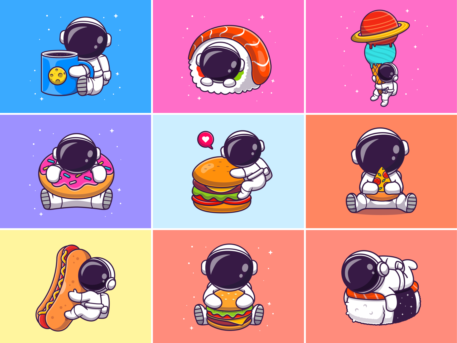 Astro food👩🏻‍🚀🍣🍦🍩 by catalyst on Dribbble