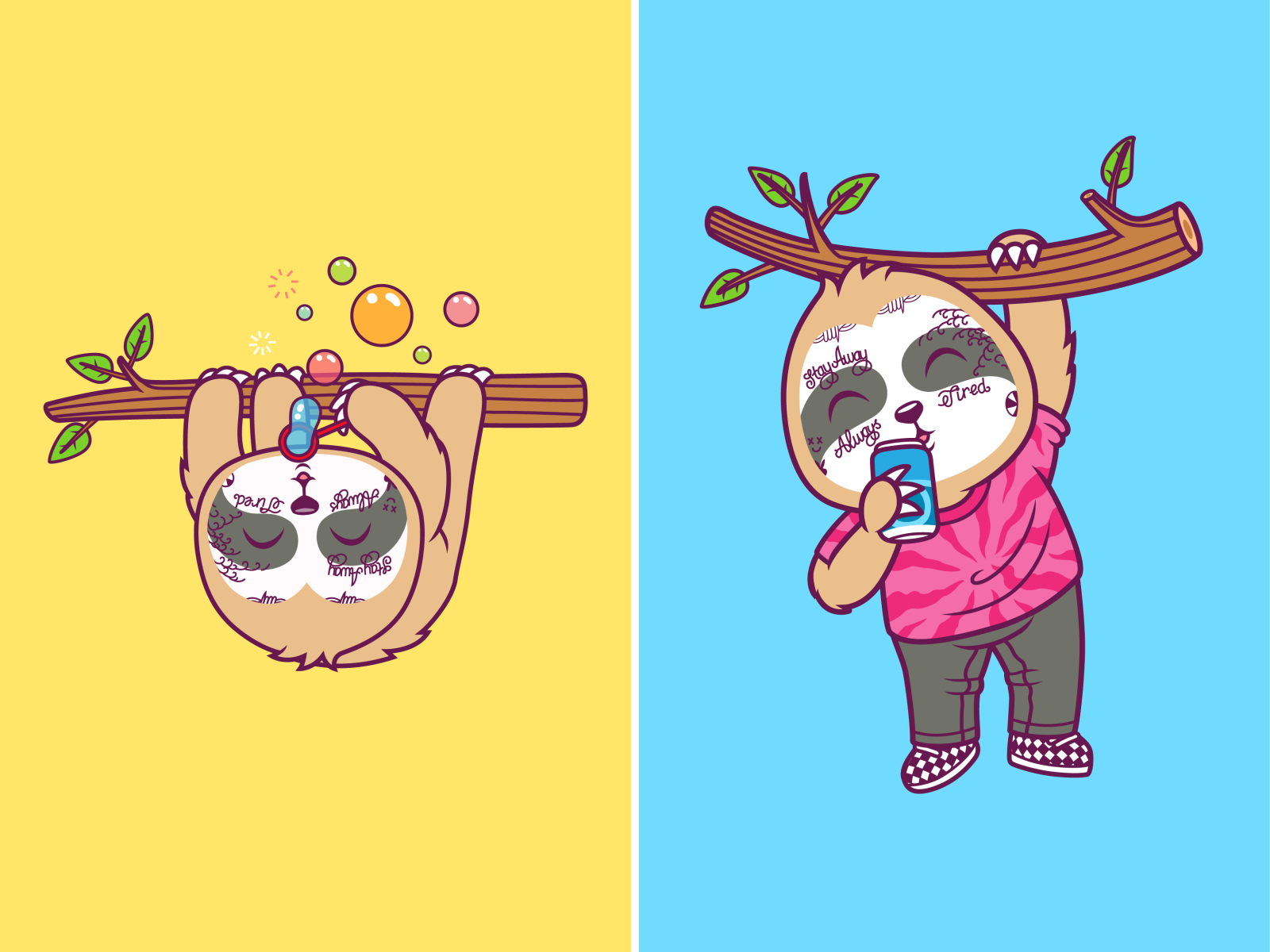 Sloth post malone🦥🦥🪵 by catalyst on Dribbble