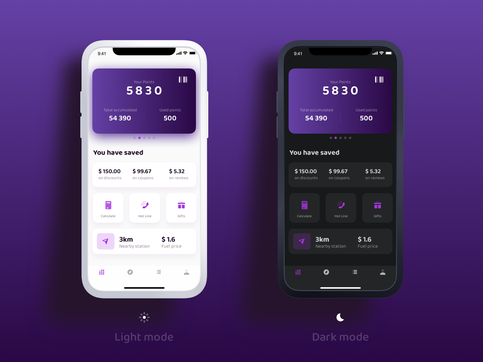 Loyalty Card Light and Dark Mode by Temo Baratshvili on Dribbble