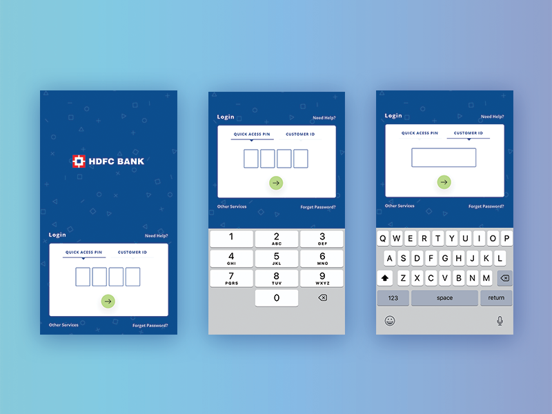 HDFC App Login Screens Redesign by Dinesh Ramamurthy on Dribbble