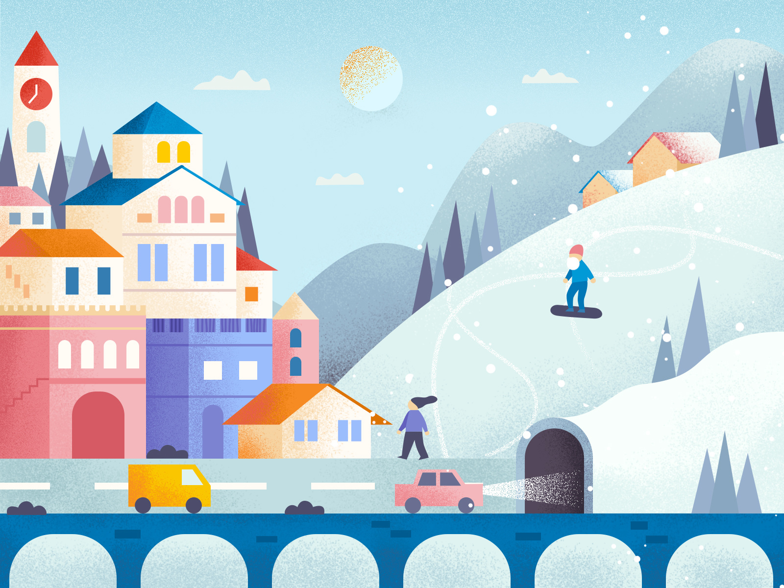 Dribbble - snow_town.jpg by LaisyWang