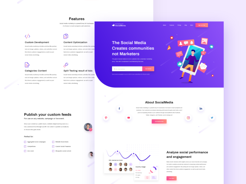 Social Media Marketing Landing Page by Mithun Ray on Dribbble