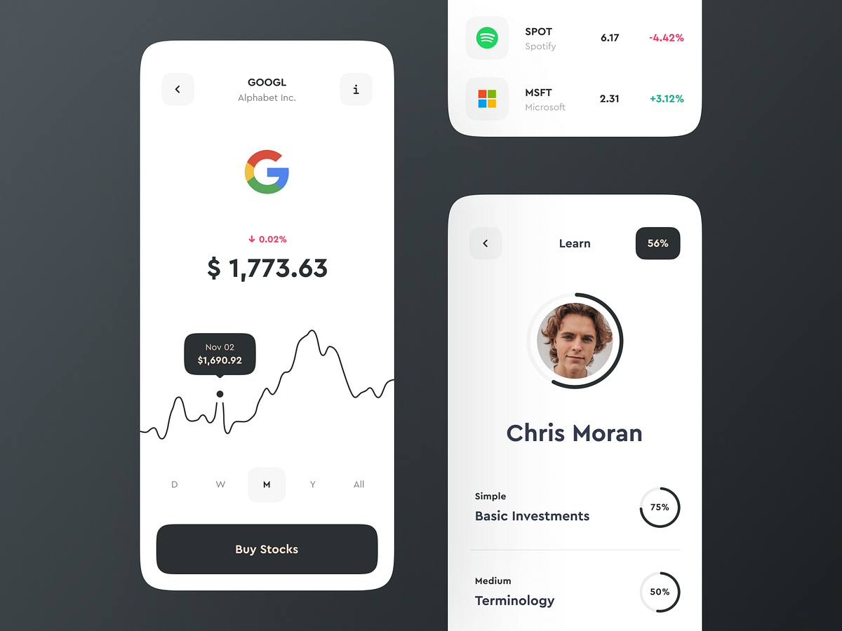 Stock Page & Profile Progress for Investment App by Brave Wings 🔥 on ...