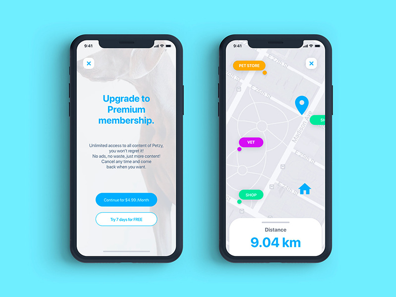 Paywall & Map for a pets app by Fulvio Volpi on Dribbble