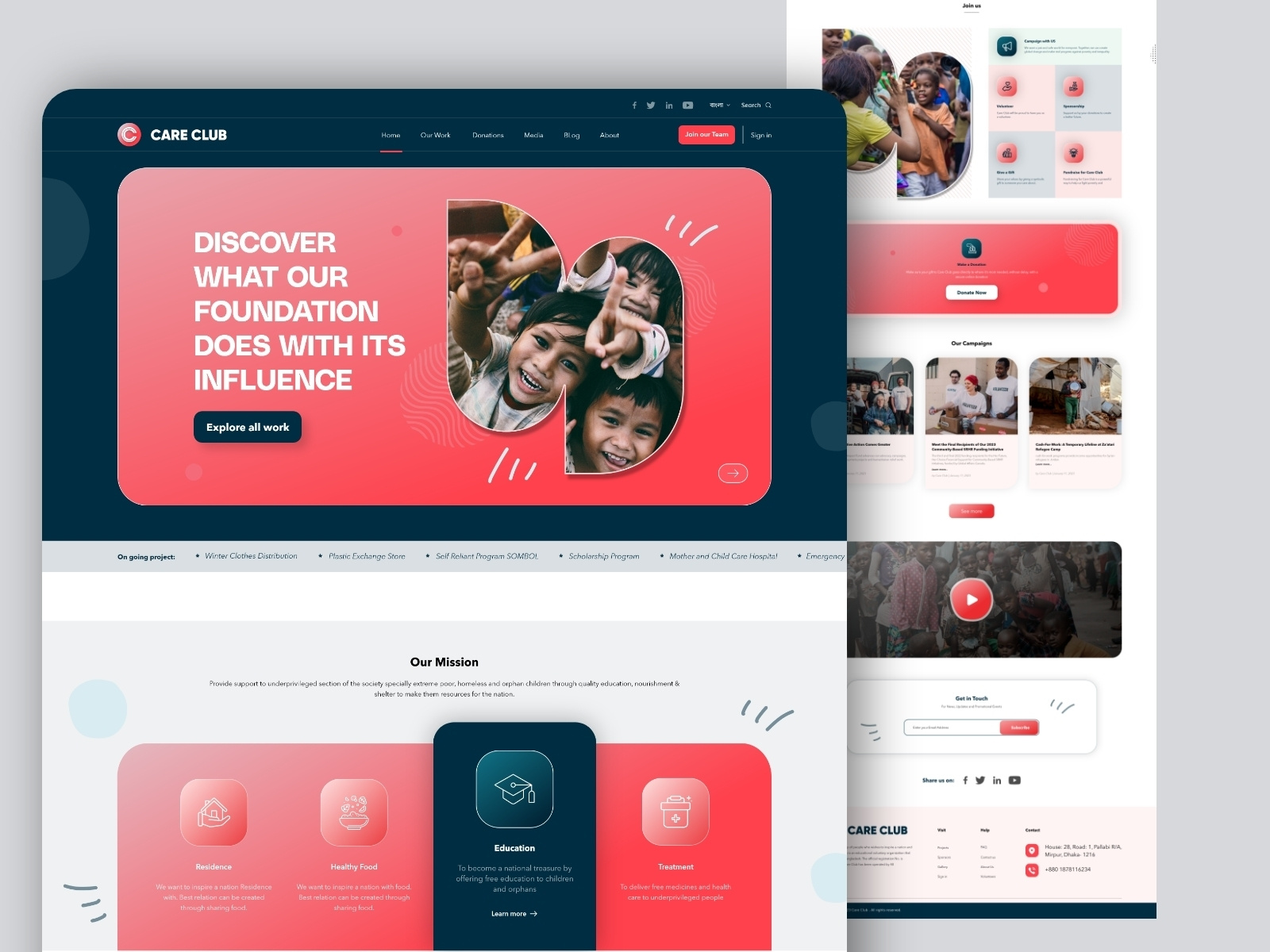 Foundation or NGO web and mobile UI design by Debashish mondal on Dribbble