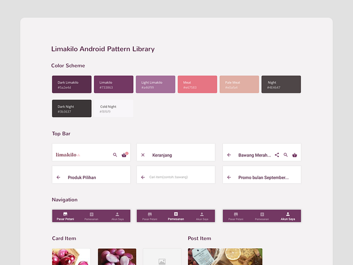 Limakilo Android Pattern Library by Afnizar Nur Ghifari on Dribbble