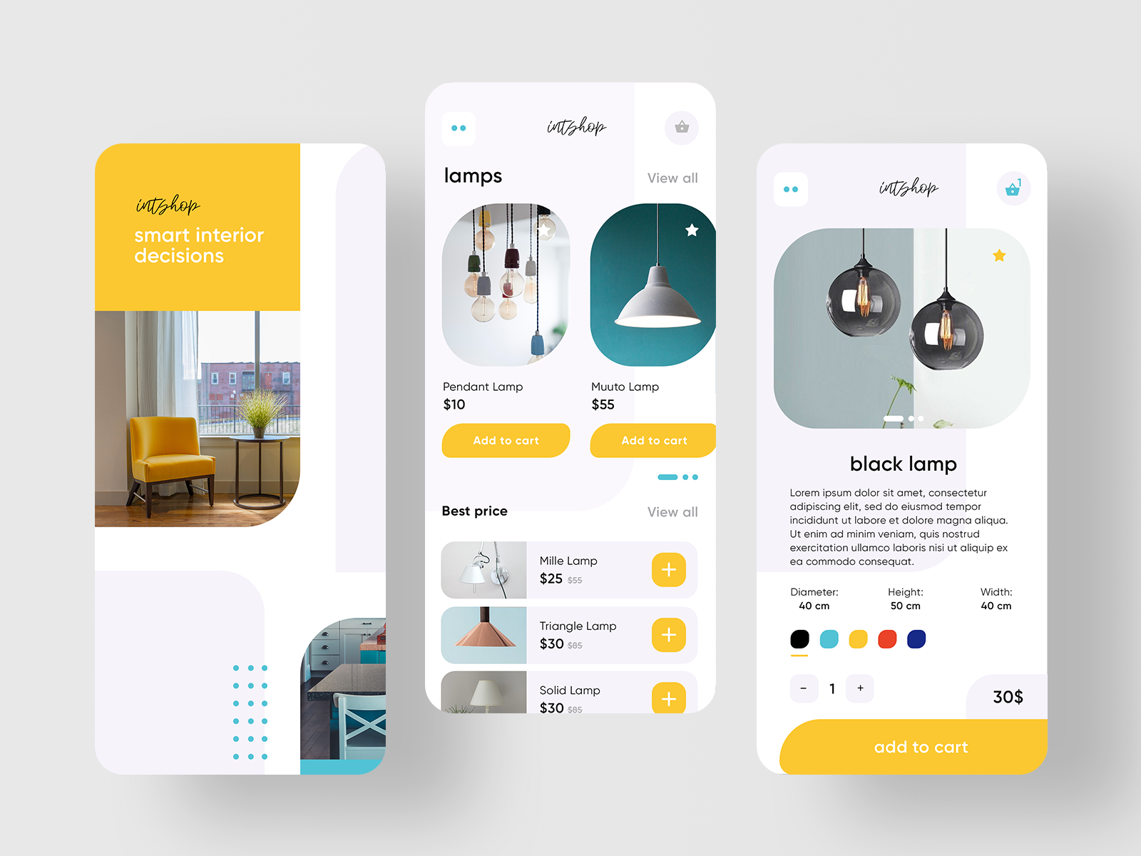 Interior shop mobile UI by Fran Celona on Dribbble