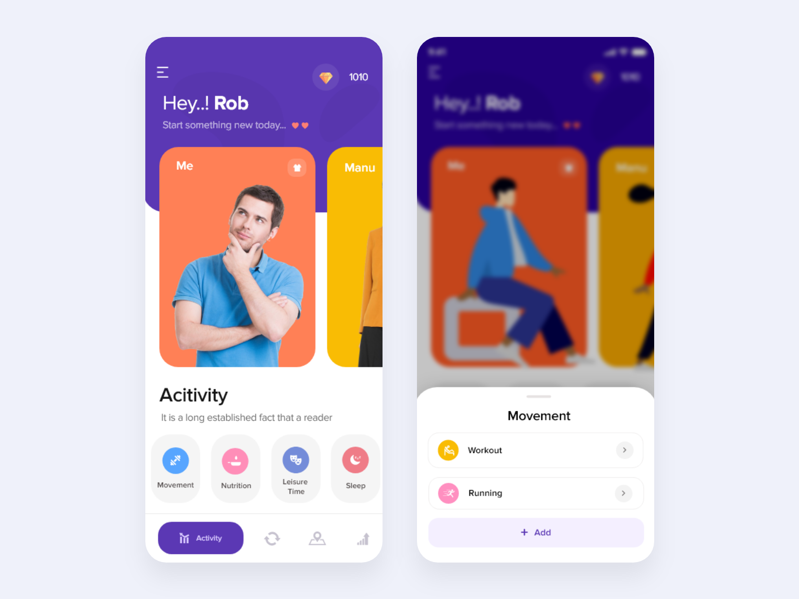 Activity Mobile App by Dinesh Danny on Dribbble