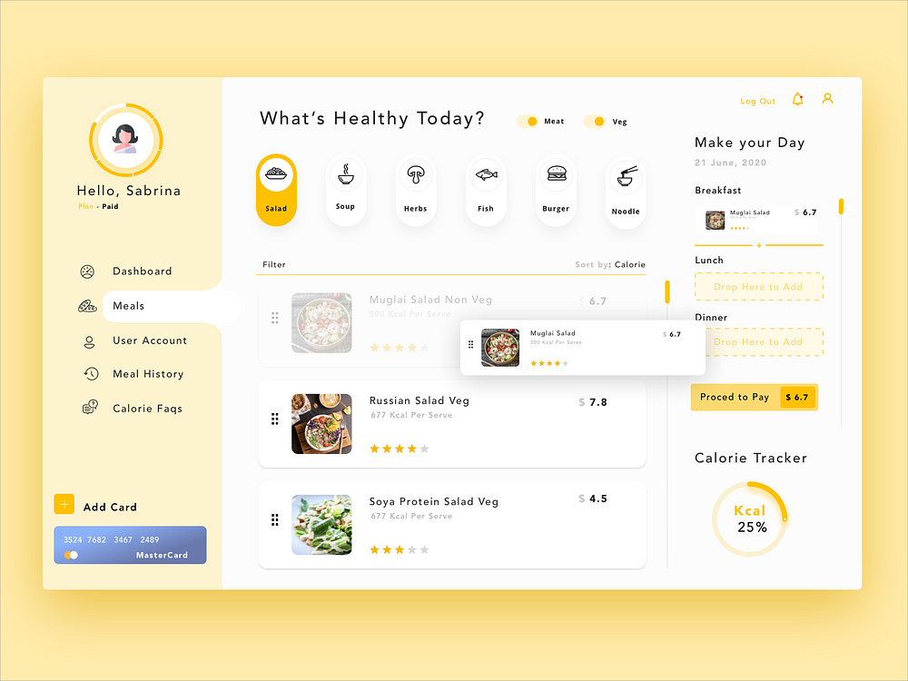 Drag and Drop Meal Plan by Himanshu Sharma on Dribbble