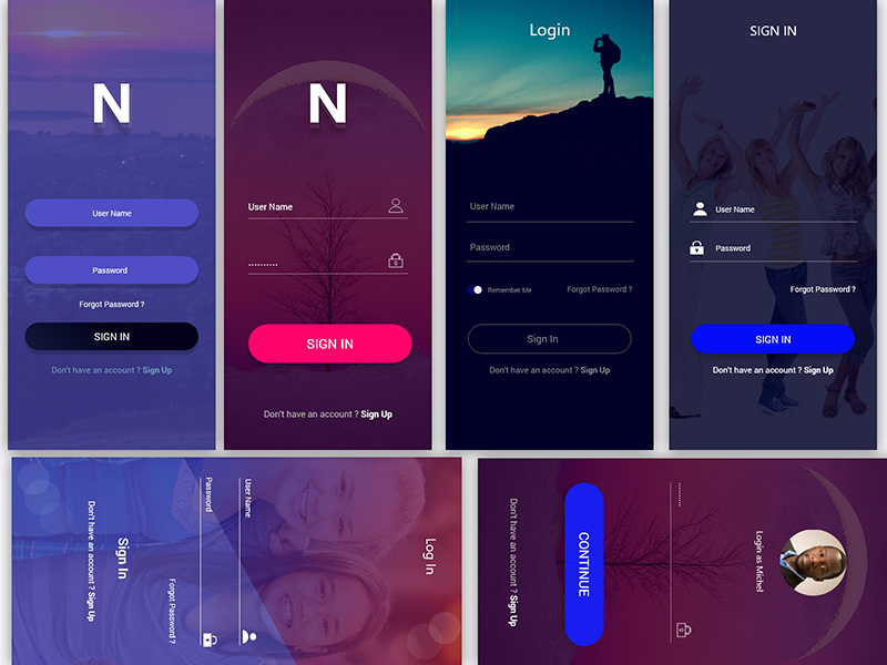 Login Screens by Nag-designs on Dribbble