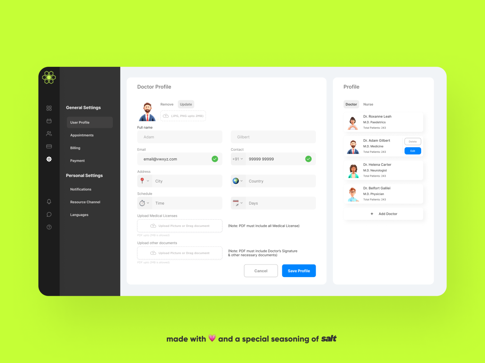 Settings Page on a Healthcare App by Salt Design Studio on Dribbble