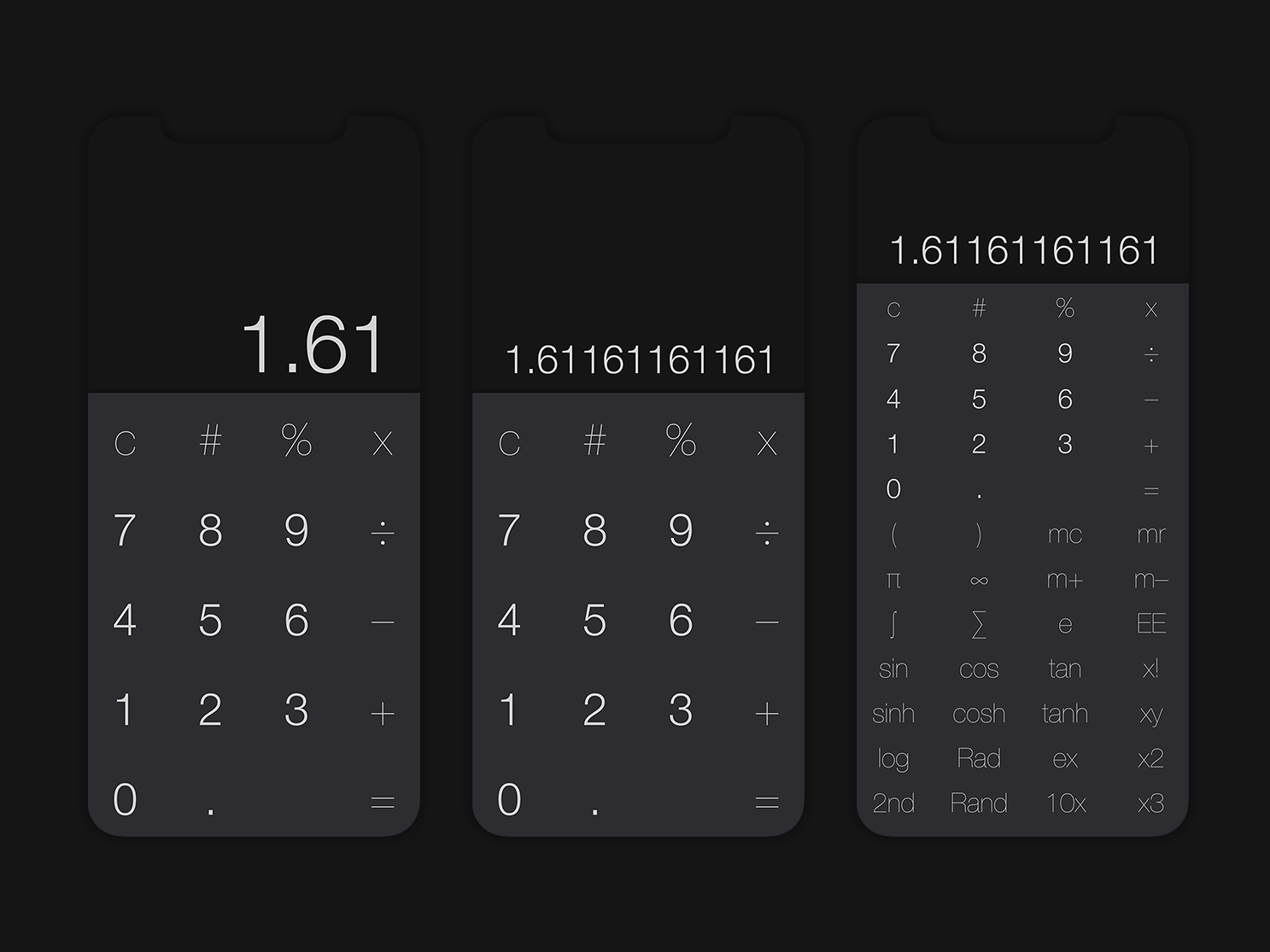 Dark mode calculator - Daily UI :: 004 by Kieran James on Dribbble