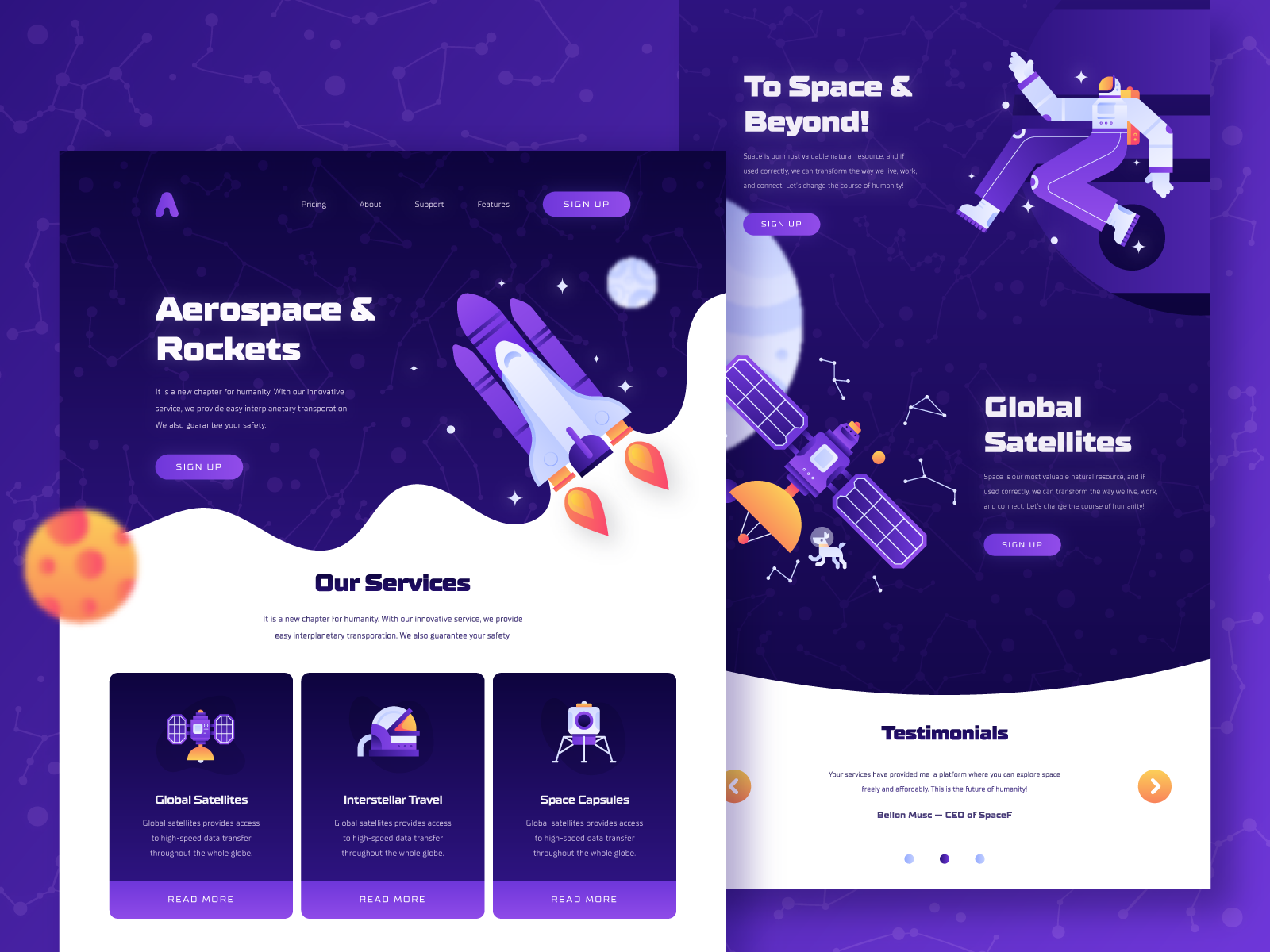 Space Startup Web Design by Samuel Oktavianus on Dribbble