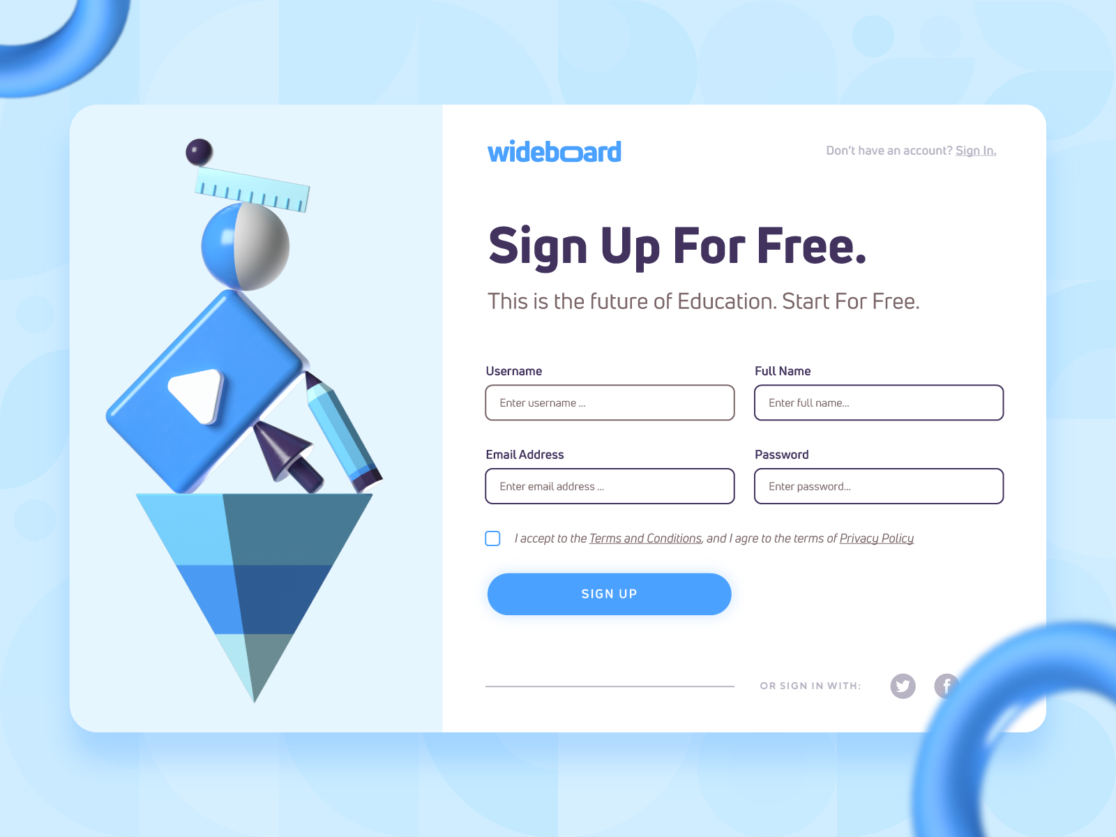 Wideboard: E-Learning Course Platform Sign Up Screen by Samuel ...