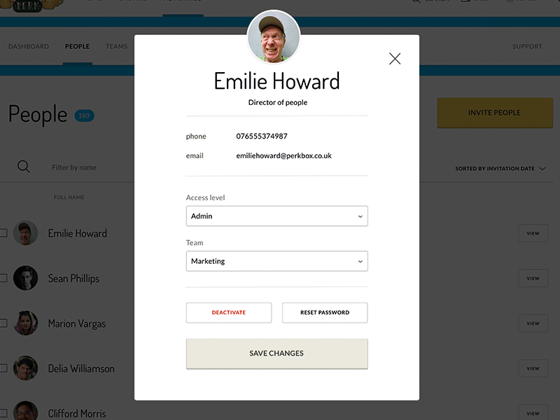 User profile by Perkbox on Dribbble