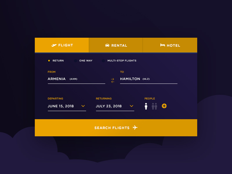 Flight Search UI by Gbenga on Dribbble