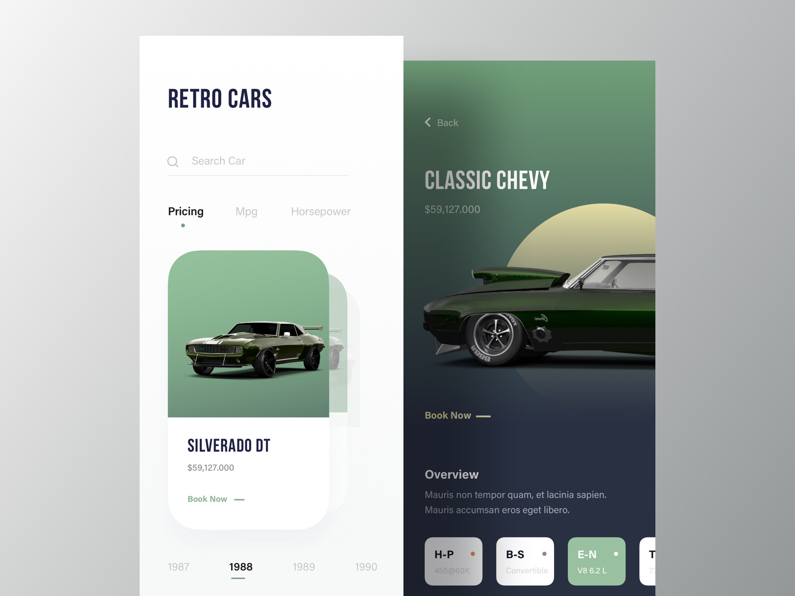 Retro Car Shop App by Zuairia for Orizon: UI/UX Design Agency on Dribbble