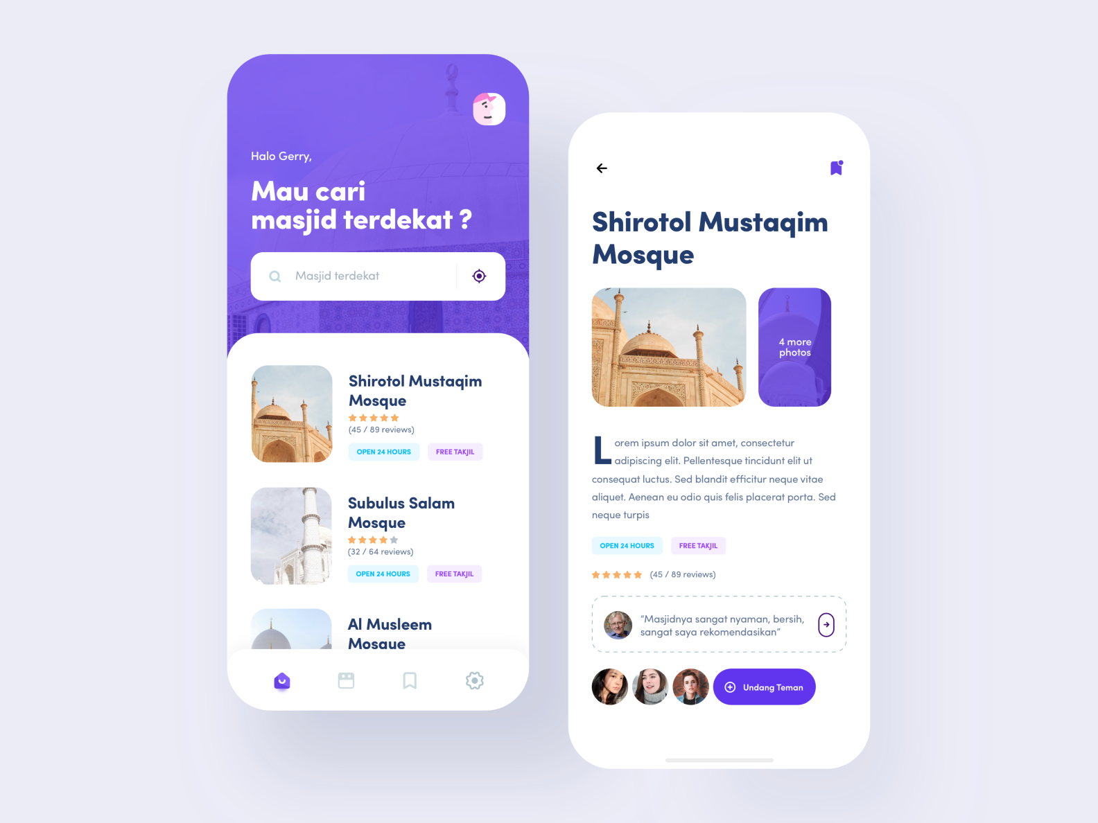Mosque Finder App by Rahmadhana Ramadan on Dribbble