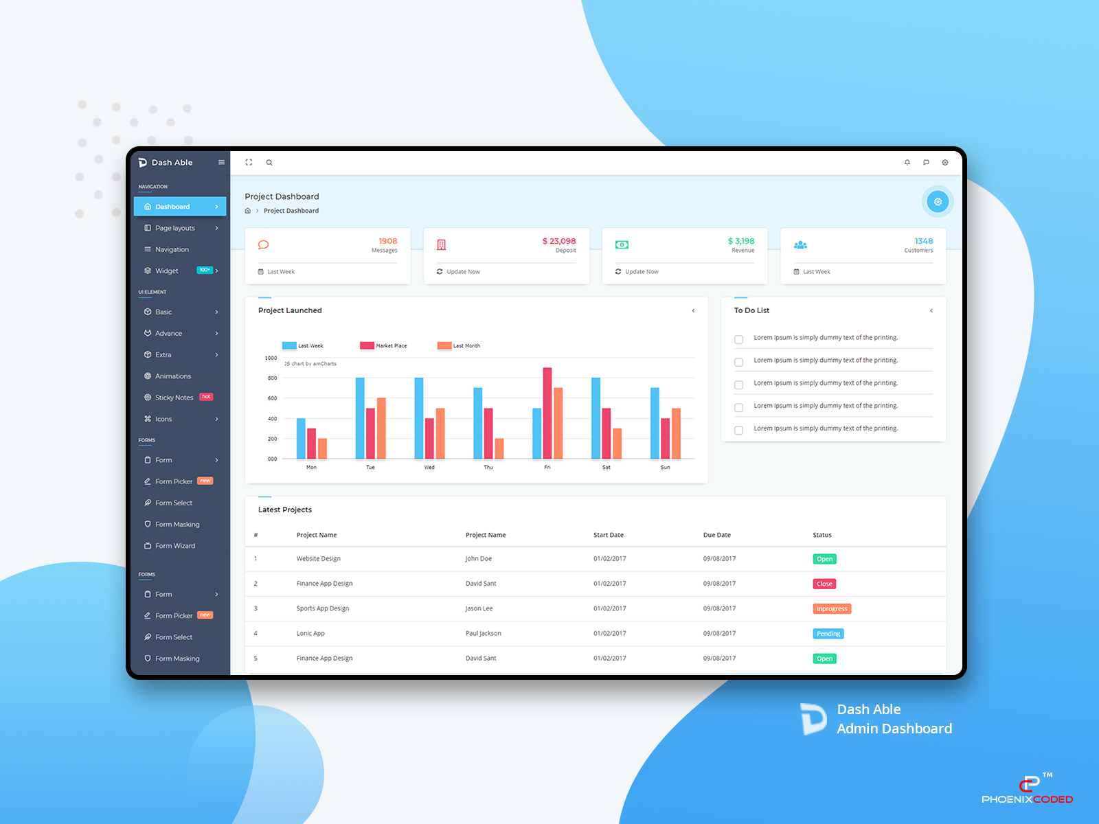 Project : Dash Able Admin Template by Phoenixcoded on Dribbble