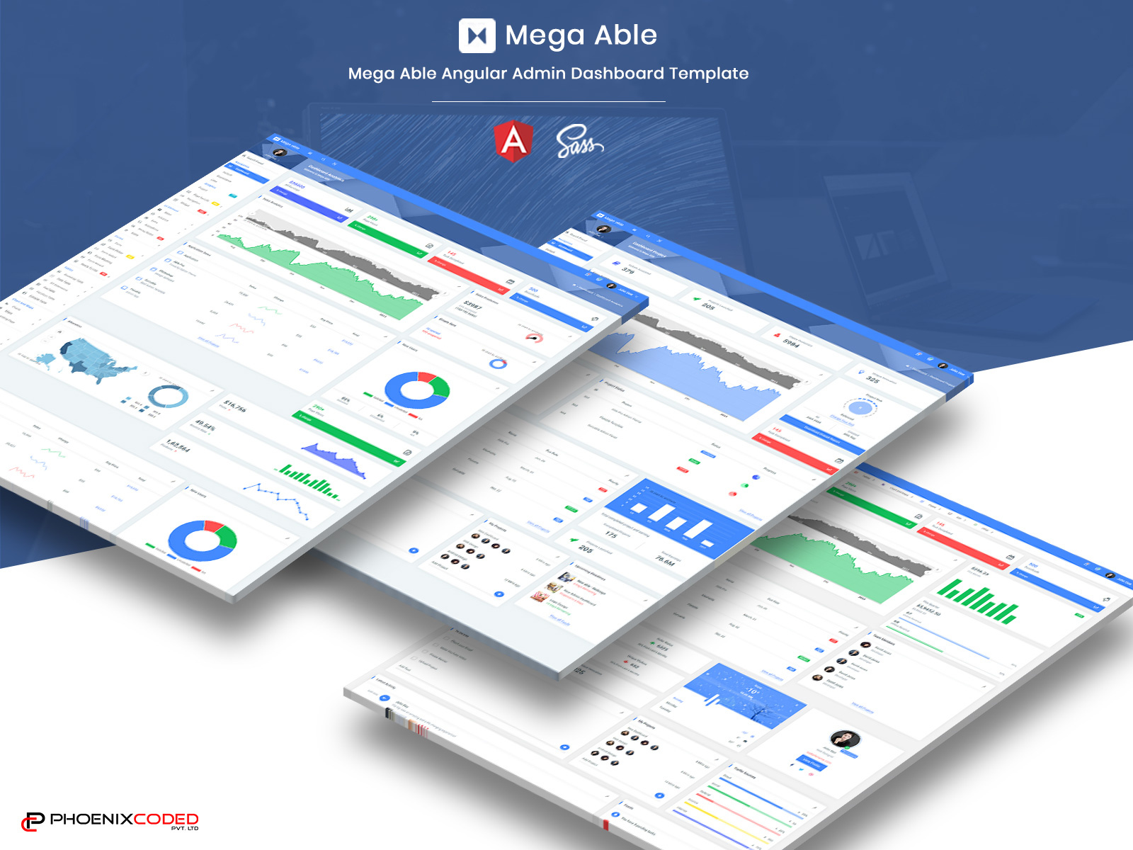 Mega Able Angular Admin Dashboard Template by Phoenixcoded on Dribbble
