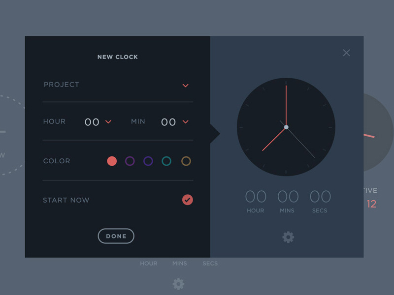 Project Management Time Clock UI by Travis Weerts on Dribbble