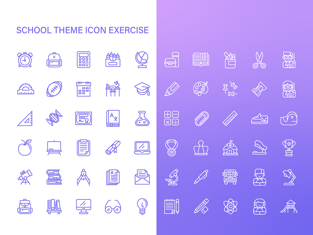 School Theme Icon Exercise by 杳芜 on Dribbble