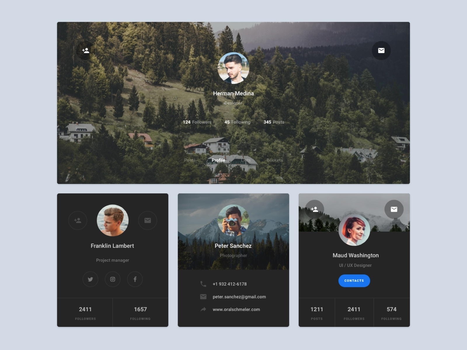 Social Cards by Live Spline.one on Dribbble