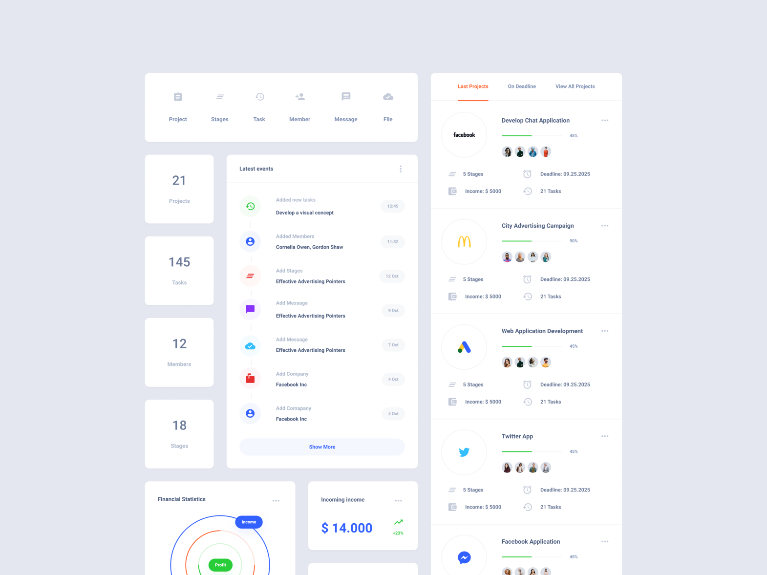 Project Dashboard Cards by Live Spline.one on Dribbble