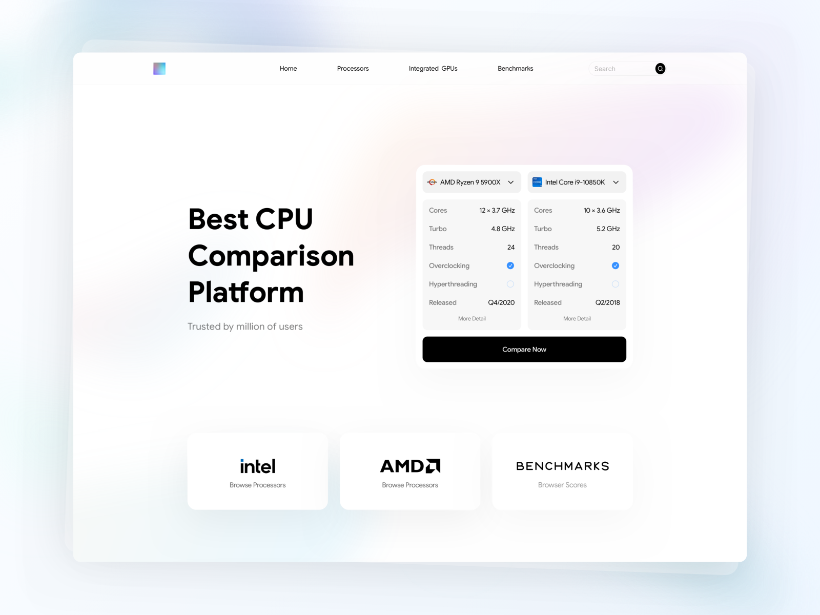 CPU Comparison Platform by Phi Hiếu on Dribbble