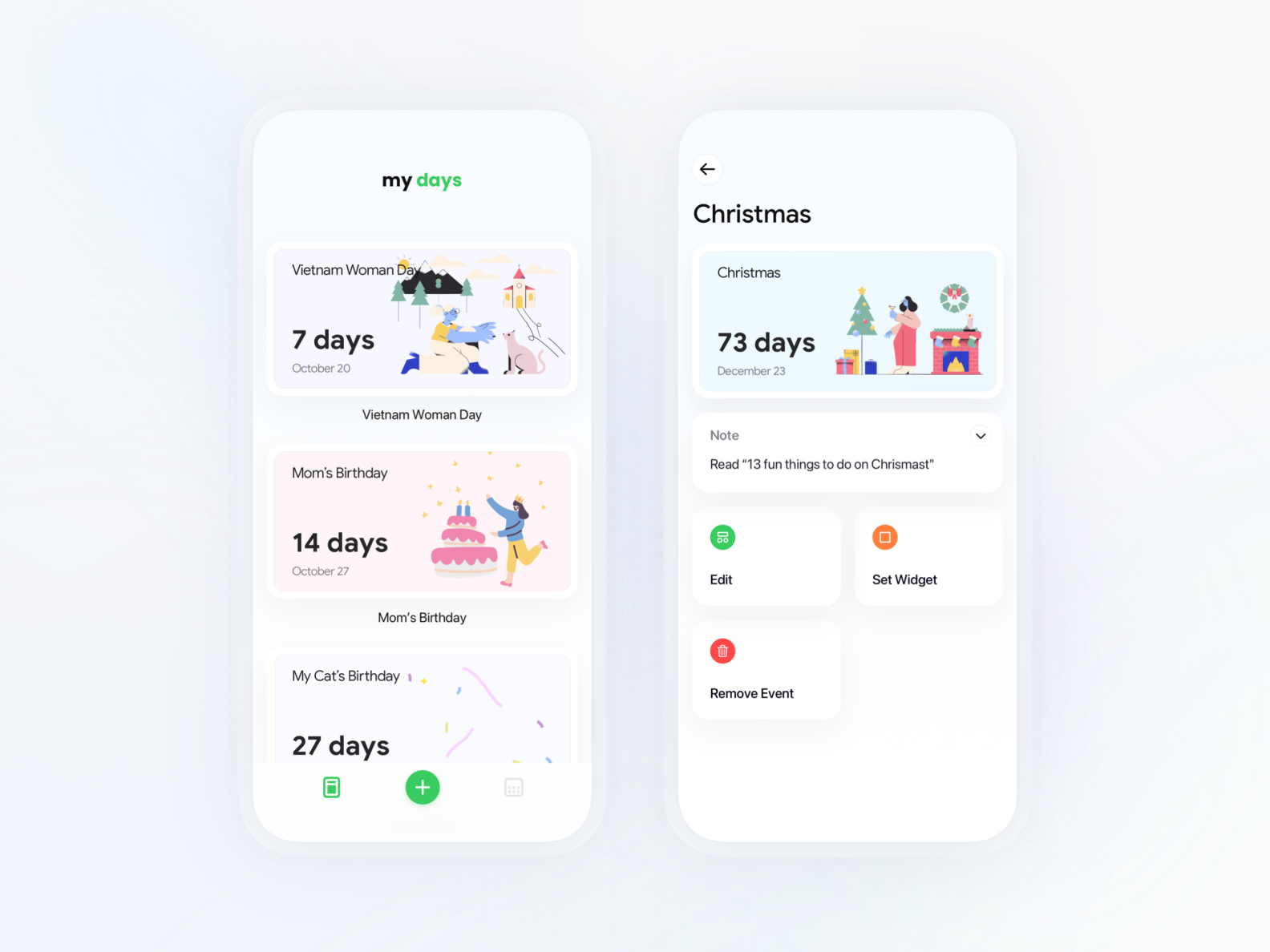 Day Countdown Mobile App Design by Phi Hiếu on Dribbble