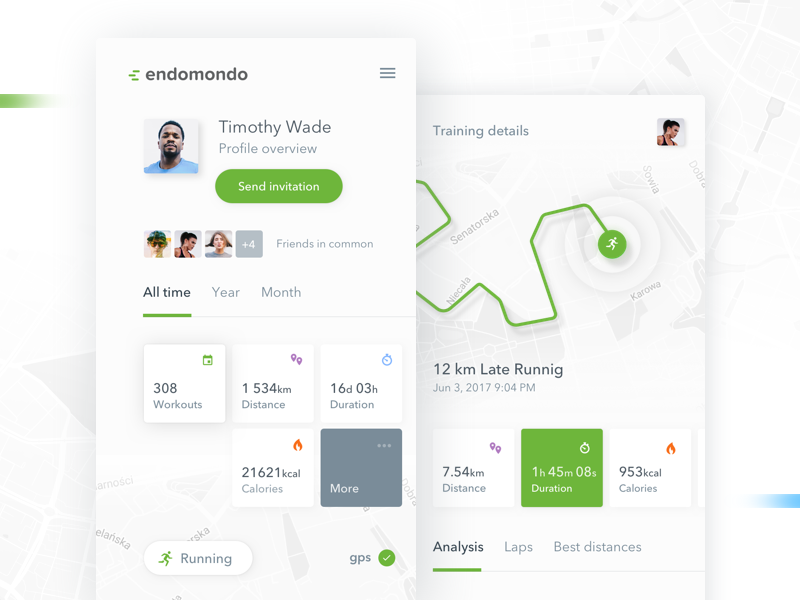 Endomondo Redesign Concept by Adam Balazy for 10Clouds on Dribbble