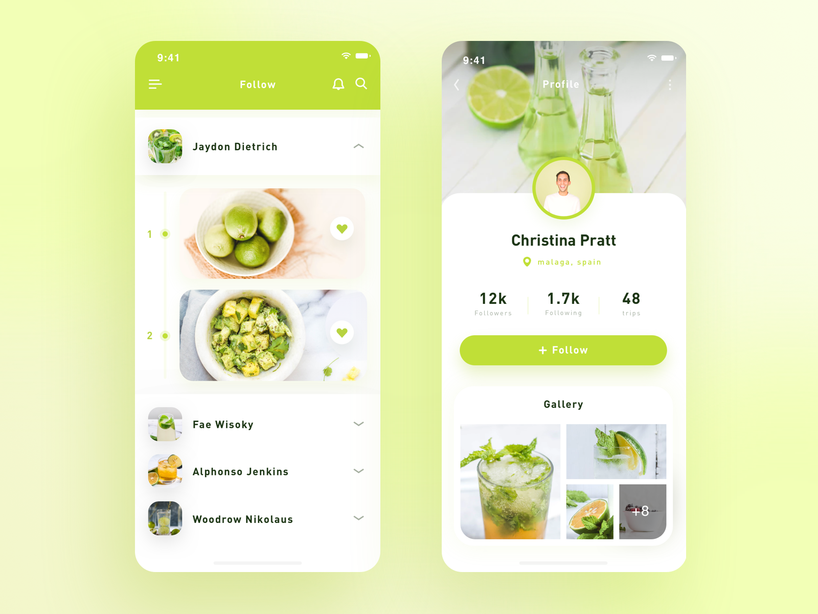 Food App / Profile by Caroline on Dribbble