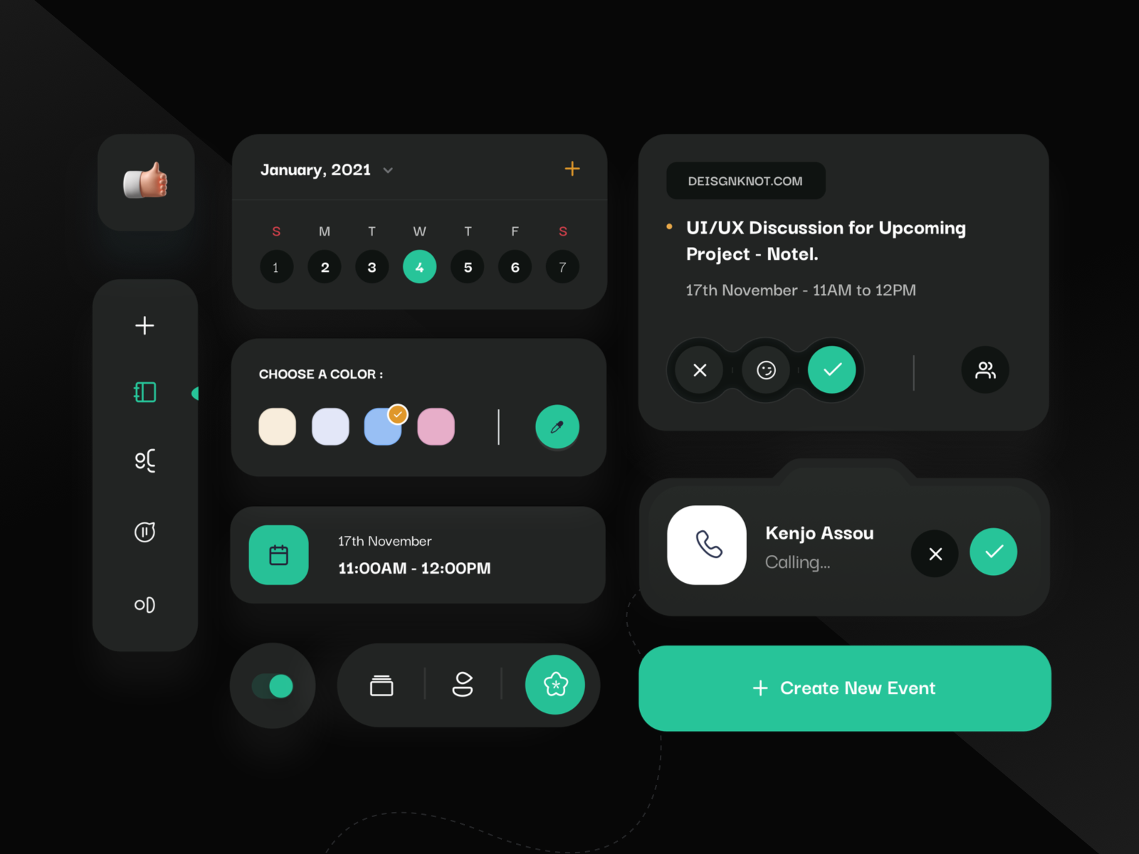 Calendar App Components Dark Mode by Praveen N on Dribbble