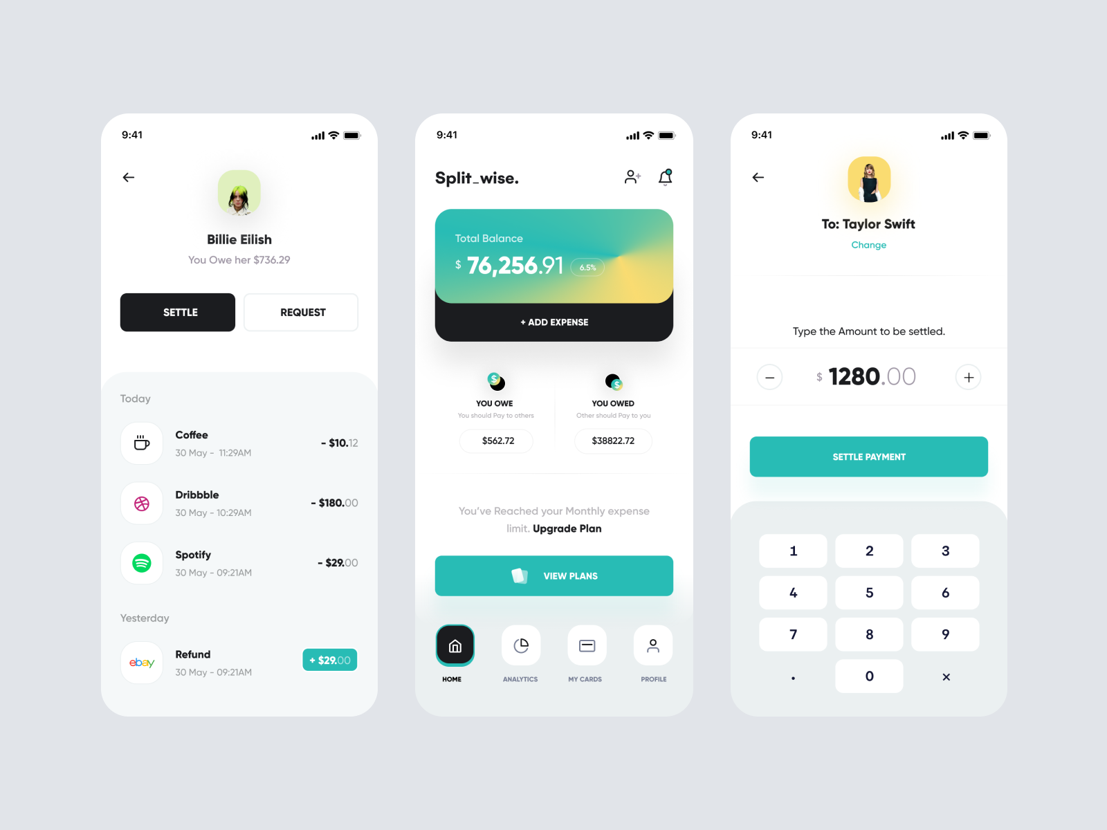 Splitwise App Concept by Praveen N on Dribbble
