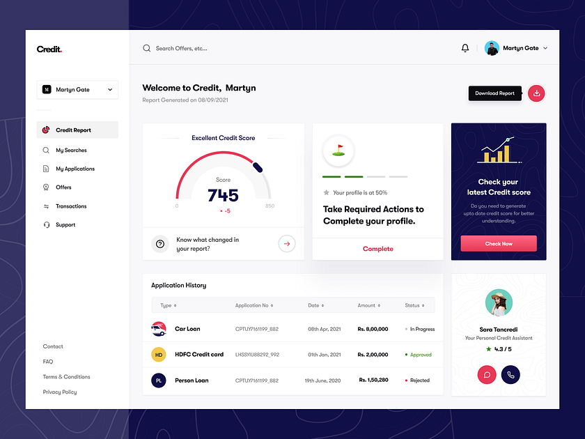 Credit Score Web UI by Praveen N on Dribbble