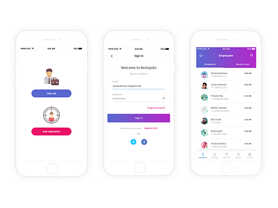 Job search and Candidate hire app by Praveen N on Dribbble