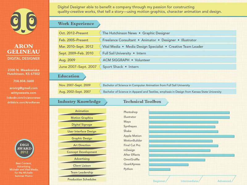 Aron Renee Resume by Aron Gelineau on Dribbble