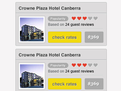 Hotel Suggestions Sidebar by Danny Outlaw on Dribbble