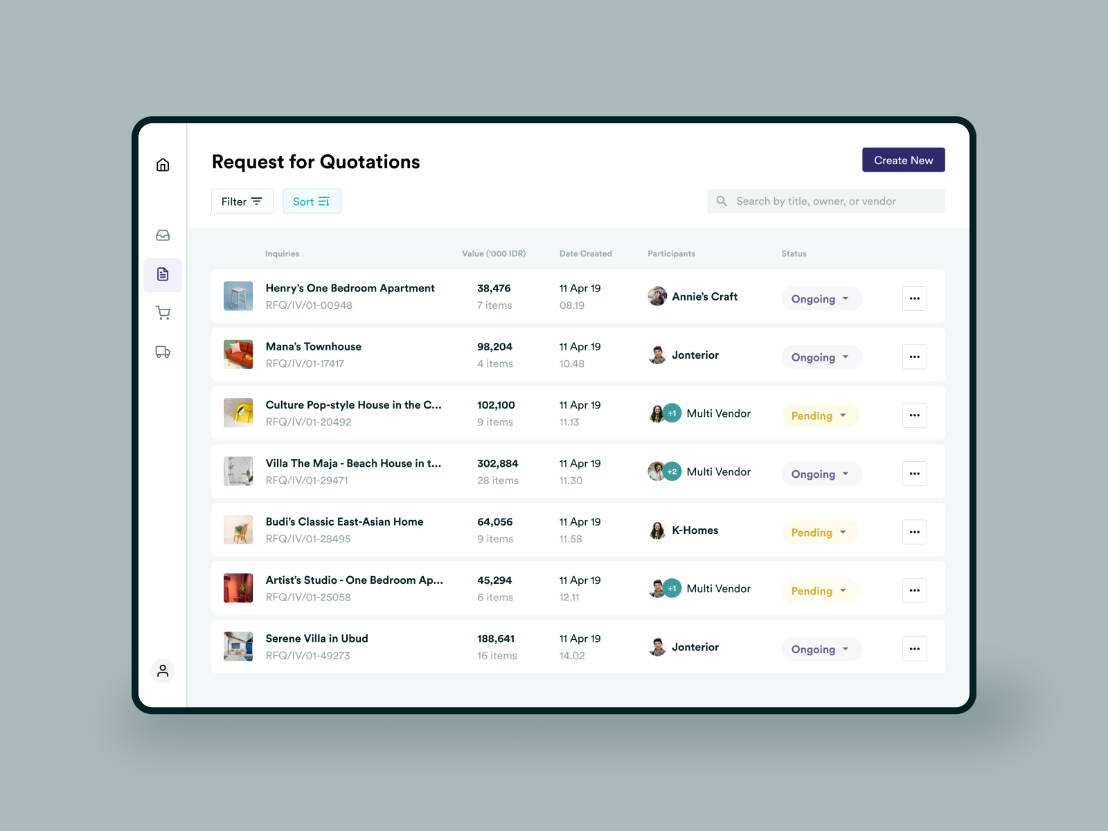 Request for Quotation Dashboard by Olivia on Dribbble